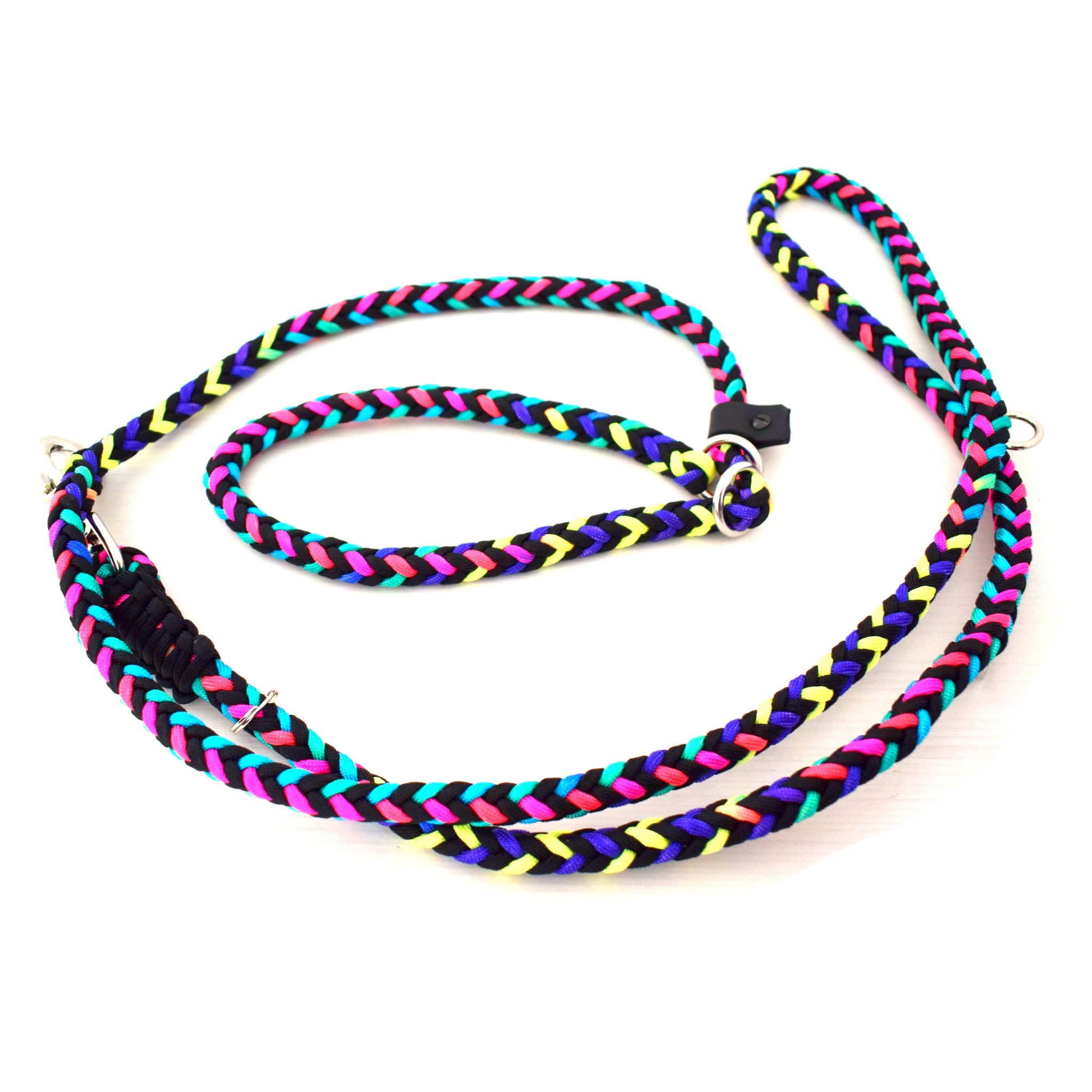 Rainbow Braided Dog Loop Leash | Handmade Accessories | Paracord for ...